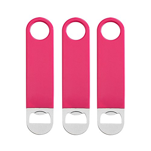 QLL 3 Pack 7" Heavy Duty Flat Bottle Opener, Pink