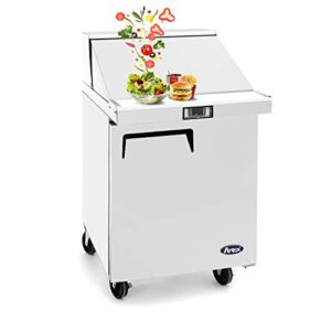 salad sandwich prep table refrigerator,atosa commercial 1 door stainless steel salad sandwich prep table refrigerator msf8301 for restaurant kitchen 6.5 cu.ft. 27.5w30d43.7h inch 33℉—38℉