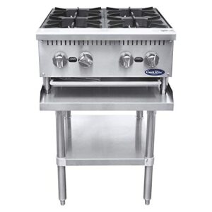 24” Freestanding Commercial Gas Cook Stove Range with 4 Burners, Cook Rite Stainless Steel Gas Hot Plate Burner- 100000 BTU