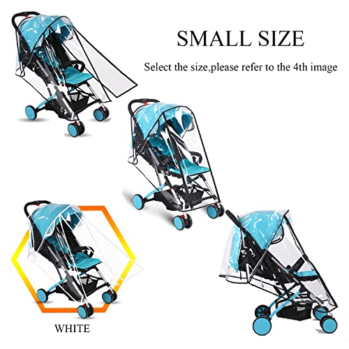 Baby Stroller Rain Cover Weather Shield Accessories Universal Size Protect from Rain Wind Snow Dust Insects Water Proof Ventilate Clear Food Grade Materia EVA Plastic Zipper Black White (black, small)