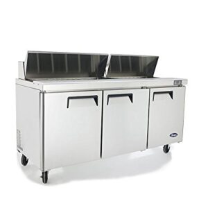 AtosaUSA MSF8304GR 72.70'' 3 Door Counter Height Refrigerated Sandwich/Salad Prep Table with Standard Top