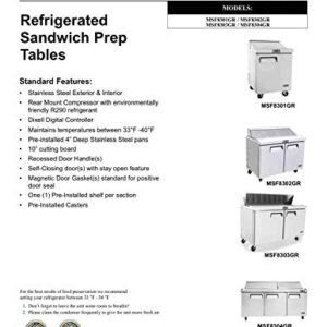 AtosaUSA MSF8304GR 72.70'' 3 Door Counter Height Refrigerated Sandwich/Salad Prep Table with Standard Top