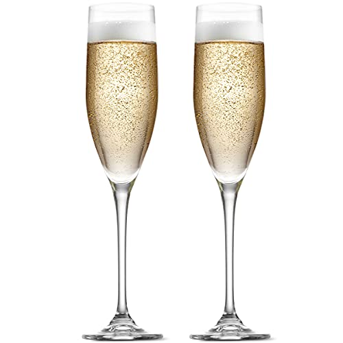 Godinger Champagne Glasses, Stemmed Champagne Flutes, Champagne Glass, European Made - 8oz, Set of 2