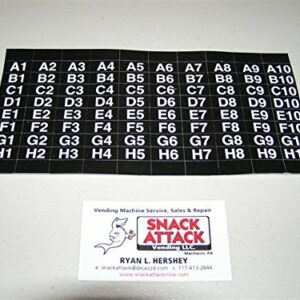 (AP) Automatic Products Snack Machine Selection Label Sheet 4600, 6600, 7600, 111, 112, 113