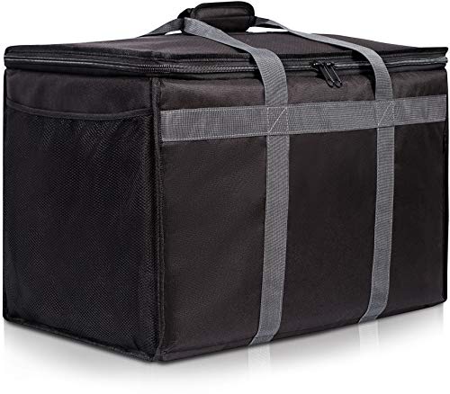 Insulated Commercial Food Delivery Bag with Side Pockets - Professional Food Warmer Portable Catering Hot Cold Meals - Thick Insulation Cooler for Grocery Shopping - 23 inches x 15 inches x 14 inches