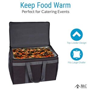 Insulated Commercial Food Delivery Bag with Side Pockets - Professional Food Warmer Portable Catering Hot Cold Meals - Thick Insulation Cooler for Grocery Shopping - 23 inches x 15 inches x 14 inches