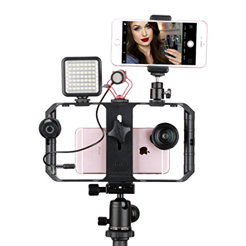 Ulanzi U Rig Pro Video Rig for iPhone, Phone Stabilizer Rig w Triple Cold Shoe Mount,Phone Tripod Mount for iPhone 11 Pro Max XS Max X 8 7 6 plus OnePlus 7 Pro Samsung Google Pixel Vlogging Filmmaking