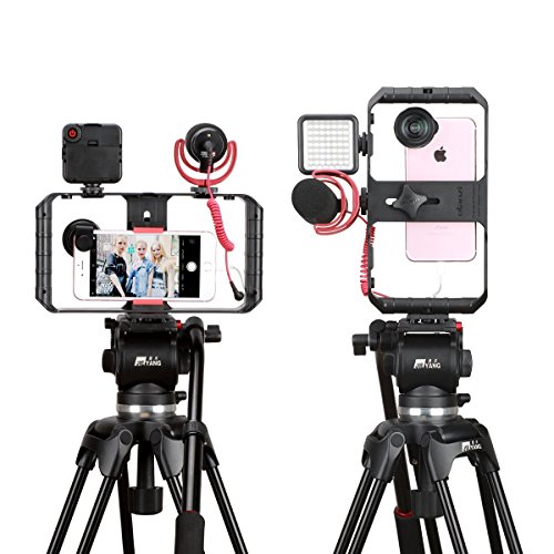 Ulanzi U Rig Pro Video Rig for iPhone, Phone Stabilizer Rig w Triple Cold Shoe Mount,Phone Tripod Mount for iPhone 11 Pro Max XS Max X 8 7 6 plus OnePlus 7 Pro Samsung Google Pixel Vlogging Filmmaking