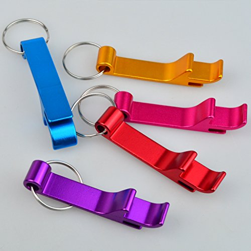 cnomg 16 pcs 8 Colored Metal Bottle Opener, Split Key Ring Chain Keychain Bulk Aluminum Pocket Claw Bar Soda Beverage Beer Bottle Opener