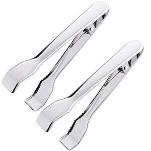 hinmay ice tongs for ice bucket 6-3/4 inch - set of 2 - premium 18/8 stainless steel ice tongs with teeth for ice sugar cubes tea party coffee bar food serving