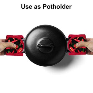 Evoio Hot Handle Covers, Cast Iron Skillet Handle Covers, Pot Pan Handle Covers, Heat Resistant Pot Pan Skillet Handle Holder Sleeves Mitt for Kitchen, BBQ and Baking Cookware (2-Pack Black)