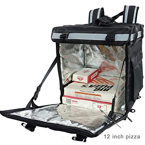 PK-65Abl:10"-12" Pizza Delivery backpack Bag 16" L x 12" W x 18" H, Open from Top and Side. Insulated Food Delivery Box, Insulated Cabinet for Catering, Restaurant, Delivery Bike Drivers