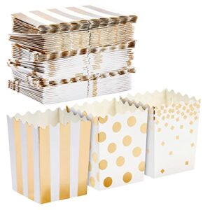 Juvale 60 Pack Mini Popcorn Boxes for Party, Gold Popcorn Containers for Movie Night Decorations (3 x 4 In)