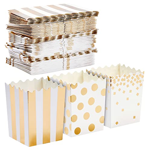 Juvale 60 Pack Mini Popcorn Boxes for Party, Gold Popcorn Containers for Movie Night Decorations (3 x 4 In)