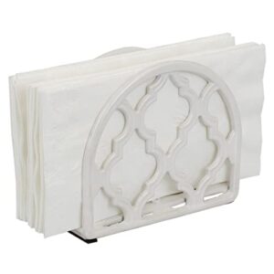 lattice collection cast iron napkin holder, by home basics (white) / napkin holders for kitchen, table napkin holder with non-skid feet