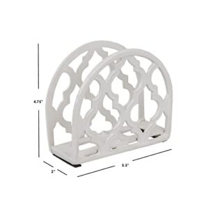 Lattice Collection Cast Iron Napkin Holder, By Home Basics (White) / Napkin Holders For Kitchen, Table Napkin Holder With Non-Skid Feet