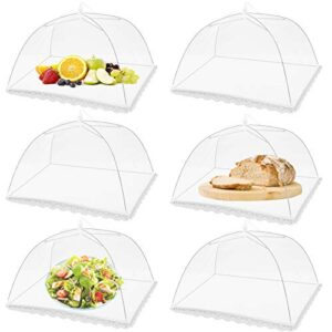 fooen (6 pack) pop-up outside picnic mesh food covers tent umbrella for outdoors and camping food net cover keep out flies mosquitoes ideal for parties bbq, reusable and collapsible 17 x 17inches