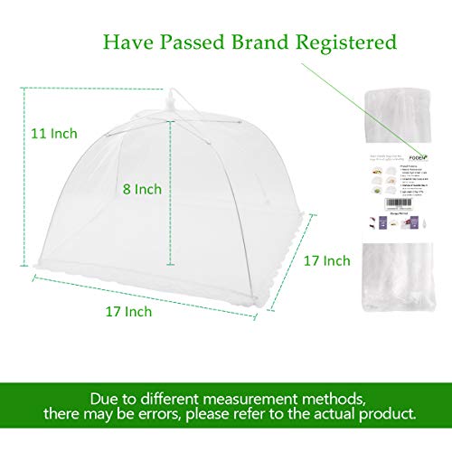 FOOEN (6 Pack) Pop-Up Outside Picnic Mesh Food Covers Tent Umbrella for Outdoors and Camping Food Net Cover Keep out Flies Mosquitoes Ideal for Parties BBQ, Reusable and Collapsible 17 x 17inches