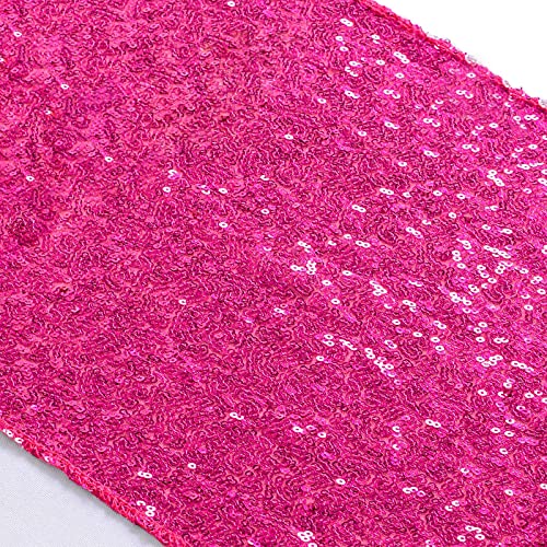 ShinyBeauty Hot Pink Table Runners Pack of 2 Sequin Table Runners 12inx108in Table Runners for Weddings Fuchsia Glitter Table Runner for Party Fall Dining Table Runner