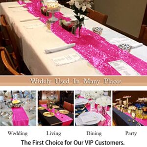 ShinyBeauty Hot Pink Table Runners Pack of 2 Sequin Table Runners 12inx108in Table Runners for Weddings Fuchsia Glitter Table Runner for Party Fall Dining Table Runner