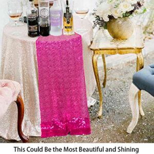 ShinyBeauty Hot Pink Table Runners Pack of 2 Sequin Table Runners 12inx108in Table Runners for Weddings Fuchsia Glitter Table Runner for Party Fall Dining Table Runner