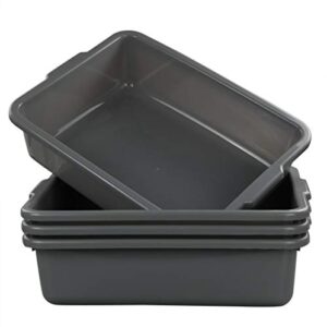 eagrye 4-pack bus tubs, commercial tote box, plastic bus box (13 l capacity), grey