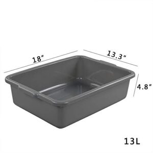 Eagrye 4-Pack Bus Tubs, Commercial Tote Box, Plastic Bus Box (13 L Capacity), Grey