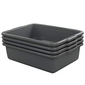 Eagrye 4-Pack Bus Tubs, Commercial Tote Box, Plastic Bus Box (13 L Capacity), Grey