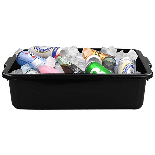 Qskely Commercial Plastic Bus Box/Tote Box, Black Bus Tub/Wash Basin Tub, Set of 3