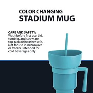 Snack and Drink Cup,Stadium Tumbler-32oz Color Changing Stadium Cups (Teal)