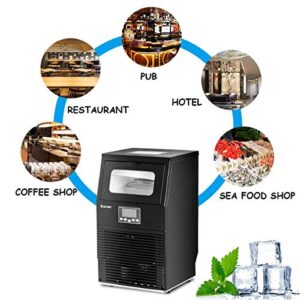 COSTWAY Commercial Ice Machine, 88LBS/24H Automatic Portable Freestanding Ice Cube Maker with Scoop, Auto-Clean Ice Machine for Supermarkets Cafes Bakeries Bars Restaurants Black