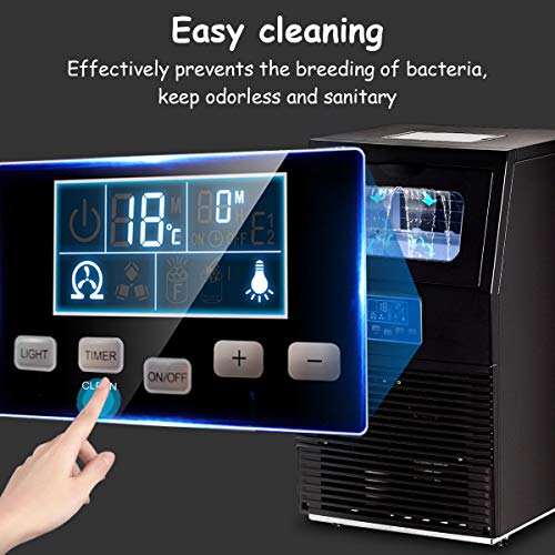 COSTWAY Commercial Ice Machine, 88LBS/24H Automatic Portable Freestanding Ice Cube Maker with Scoop, Auto-Clean Ice Machine for Supermarkets Cafes Bakeries Bars Restaurants Black