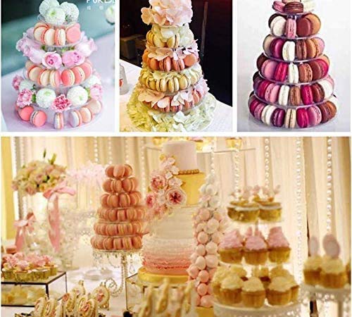 Fashionclubs 6 Tier Round Cake Stand Macaron Tower, Plastic Tiered Cupcake Dessert Display Stand Pastry Appetizers Serving Tray Platter Food Display for Wedding,Baby Shower or Birthday Party