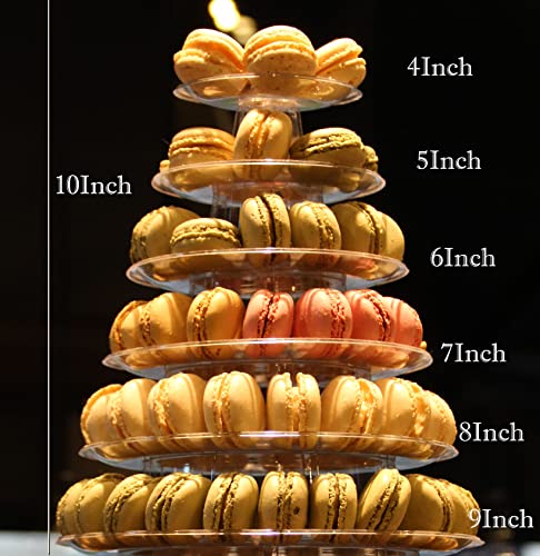 Fashionclubs 6 Tier Round Cake Stand Macaron Tower, Plastic Tiered Cupcake Dessert Display Stand Pastry Appetizers Serving Tray Platter Food Display for Wedding,Baby Shower or Birthday Party