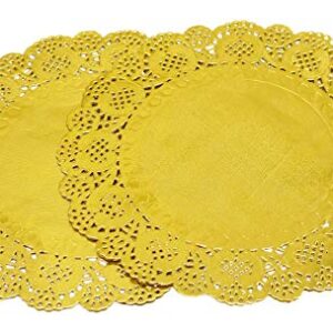 Amkoskr 100 Pcs 12 Inch Round Lace Gold Paper Doilies Gold Foil Paper Placemats Doily Paper Pad for Cakes Crafts Party Weddings Tableware Decor