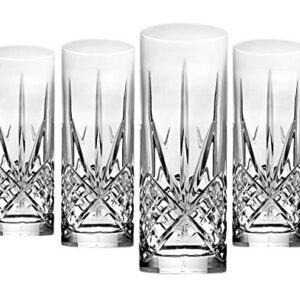 Godinger Tall Beverage Glasses Collins All Purpose Drinking Glasses- Dublin Collection, SET OF 4