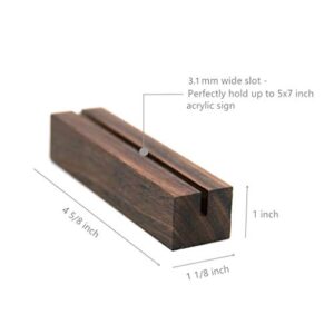 UNIQOOO 10 Pack Rustic Acrylic Sign Holders | Walnut Wood Table Numbers Display Stands | Place Card Holder, Perfect for Retail Shop Wedding Party Events Decoration