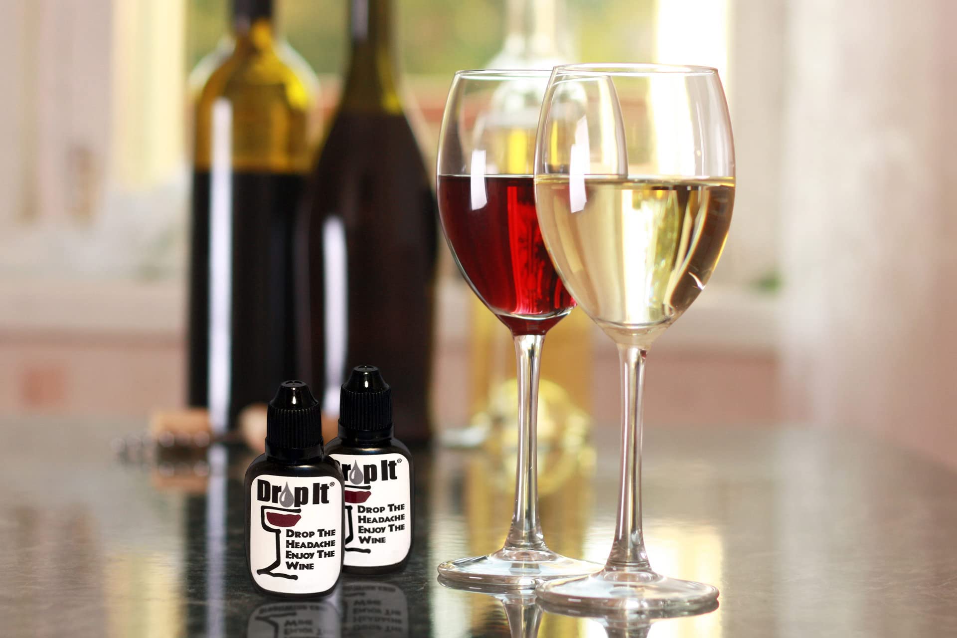 The Original Drop It Wine Drops, 4pk- USA Made Wine Drops That Naturally Reduce Both Wine Sulfites and Tannins- Can Eliminate Wine Headaches, Wine Allergies and Histamines- A Wine Wand Alternative