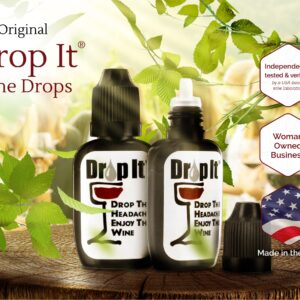 The Original Drop It Wine Drops, 4pk- USA Made Wine Drops That Naturally Reduce Both Wine Sulfites and Tannins- Can Eliminate Wine Headaches, Wine Allergies and Histamines- A Wine Wand Alternative