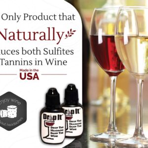 The Original Drop It Wine Drops, 4pk- USA Made Wine Drops That Naturally Reduce Both Wine Sulfites and Tannins- Can Eliminate Wine Headaches, Wine Allergies and Histamines- A Wine Wand Alternative