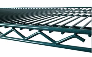 commercial green epoxy coated wire shelving 24 x 60 (2 shelves) - nsf