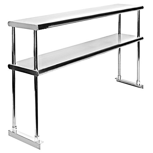 KPS Commercial Stainless Steel Work Prep Table 18 x 30 with Double Overshelf 12 x 30 - NSF