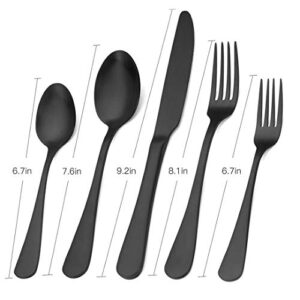 Matte Black Silverware Set, Satin Finish 20-Piece Stainless Steel Flatware Set,Kitchen Utensil Set Service for 4,Tableware Cutlery Set for Home and Restaurant, Dishwasher Safe