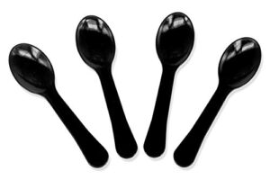 gmark 100pc 3-inch taster spoons plastic mini spoons black clear best for chocolate coffee flavor ice cream spoons dessert spoons black 1 box set gm1002h