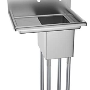 KoolMore 1 Compartment Stainless Steel Commercial Kitchen Prep & Utility Sink with Drainboard - Bowl Size 10" x 14" X 10"