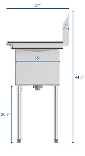 KoolMore 2 Compartment Stainless Steel NSF Commercial Kitchen Prep & Utility Sink with 2 Drainboards - Bowl Size 15" x 15" x 12", Silver,SB151512-15B3