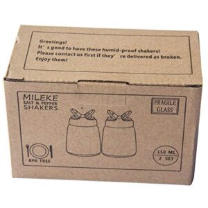 MILEKE Salt and Pepper Shakers, Moisture-Proof Condiment holders 150ML, 2/pack