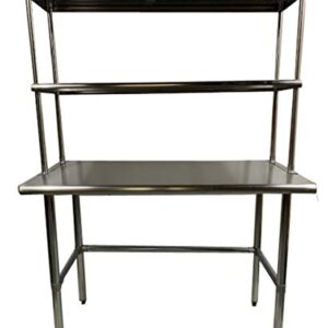 KPS Commercial Stainless Steel Work Prep Table with Open Base 30 x 60 and Double Overshelf 14 x 60 - NSF