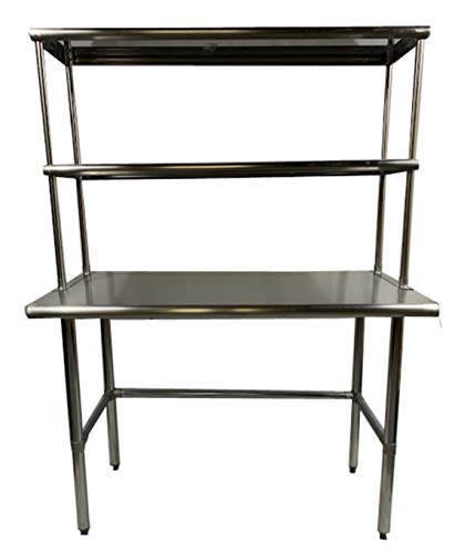 KPS Commercial Stainless Steel Work Prep Table with Open Base 30 x 60 and Double Overshelf 14 x 60 - NSF