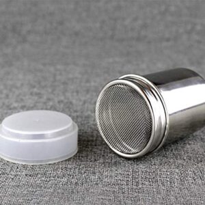 Onwon Powder Sugar Shaker with Lid - Stainless Steel Fine Mesh Shaker Cinnamon Icing Sugar Powder Cocoa Flour Chocolate Coffee Sifter Sprinkler Dredgers for Coffee Cappuccino Latte